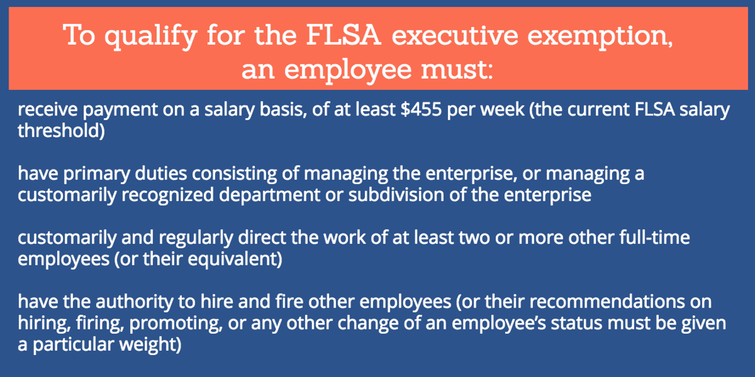 FLSA executive exemption: how do you know who qualifies?